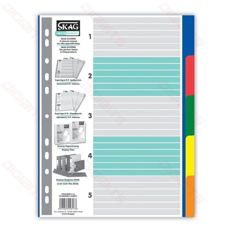 SKAG A4 1-5 plastic divider with colours – Digibits Ltd